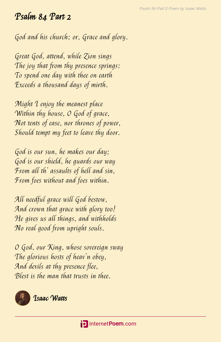 Psalm 84 Part 2 Poem by Isaac Watts