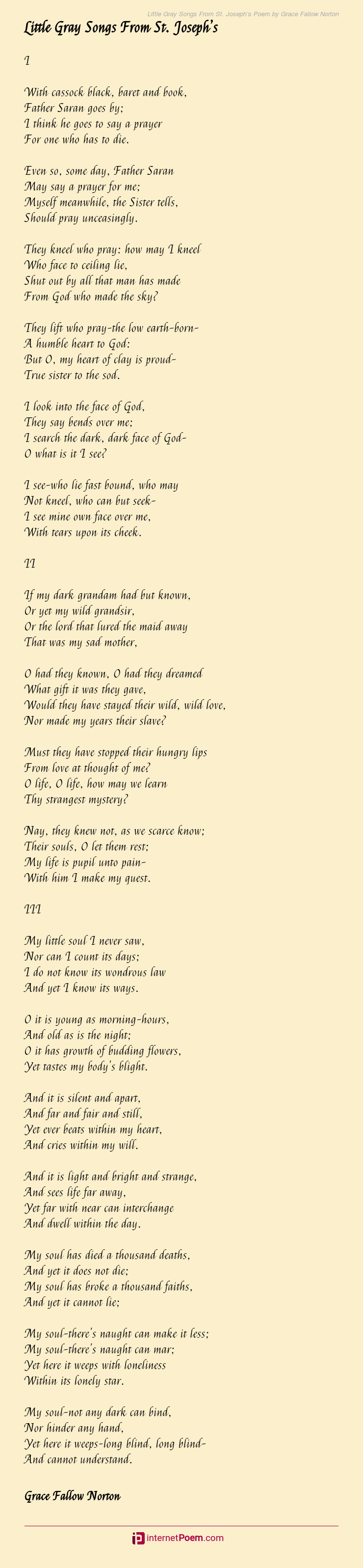 Little Gray Songs From St. Joseph's Poem Rhyme Scheme