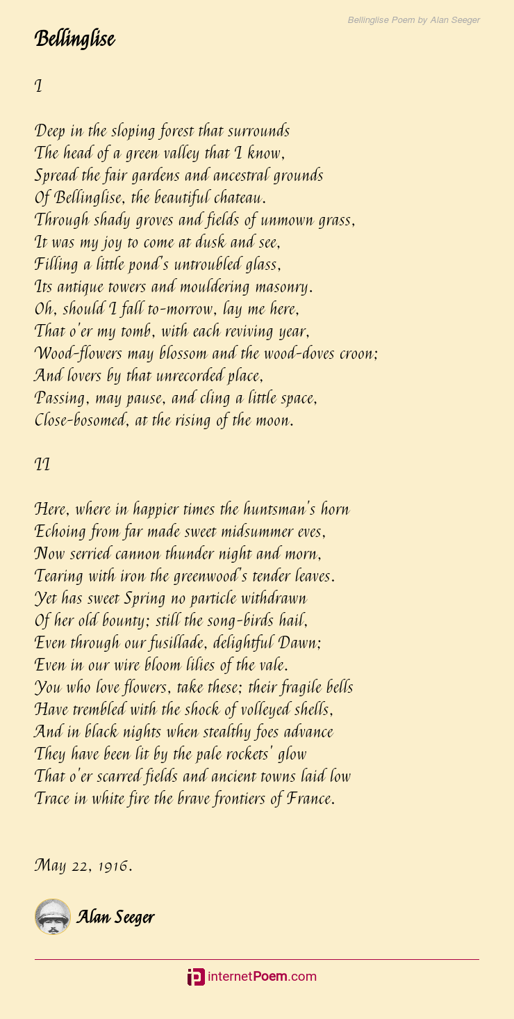 Bellinglise Poem by Alan Seeger