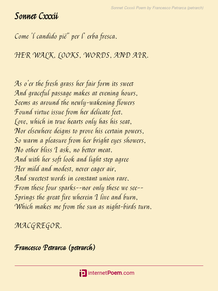 Sonnet Cxxxii Poem by Francesco Petrarca (petrarch)