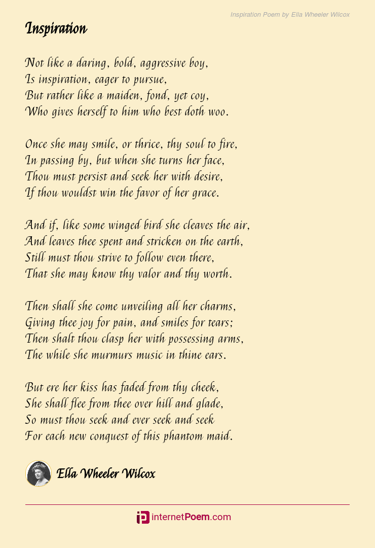 Inspiration Poem by Ella Wheeler Wilcox