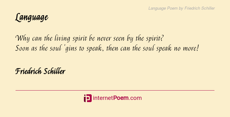 Language Poem by Friedrich Schiller
