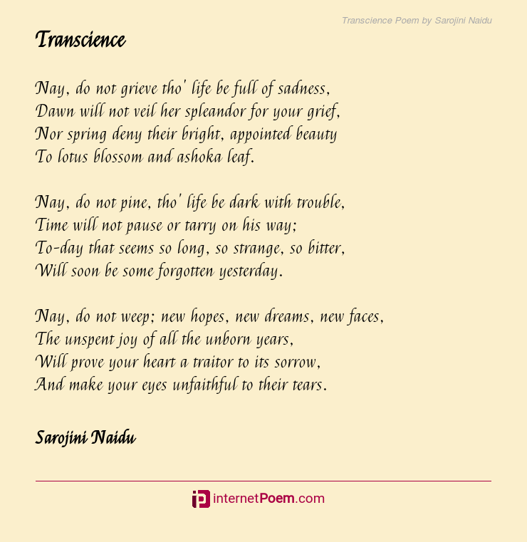 Transcience Poem by Sarojini Naidu