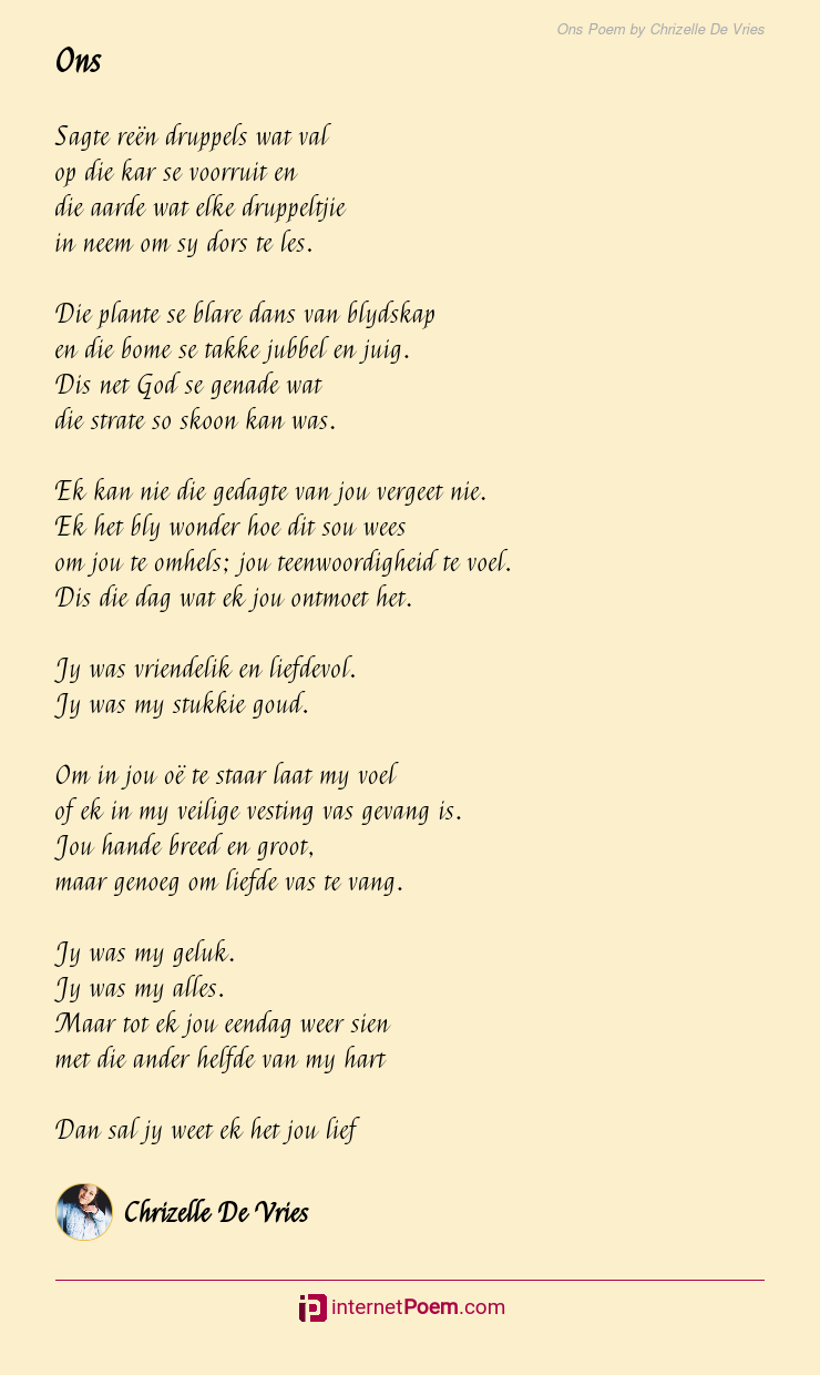 Ons Poem by Chrizelle De Vries