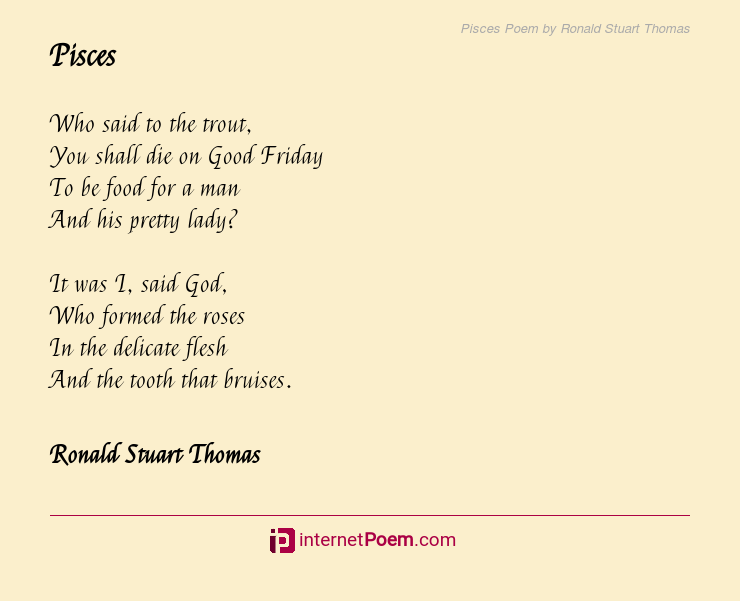 Pisces Poem by Ronald Stuart Thomas