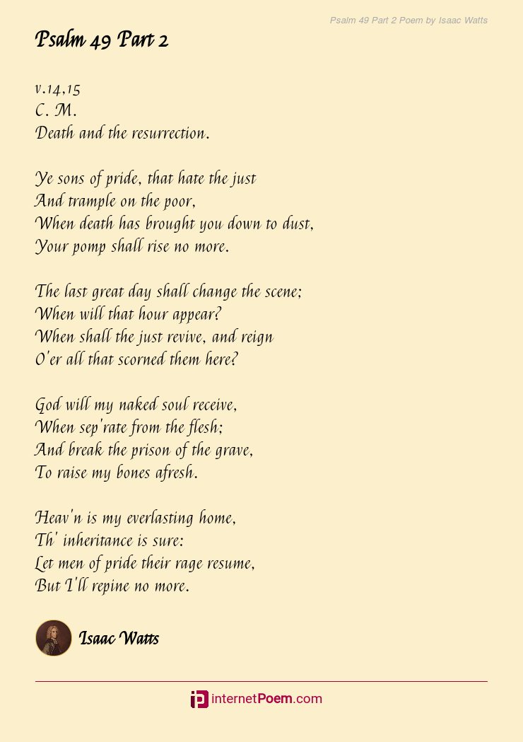 Psalm 49 Part 2 Poem by Isaac Watts