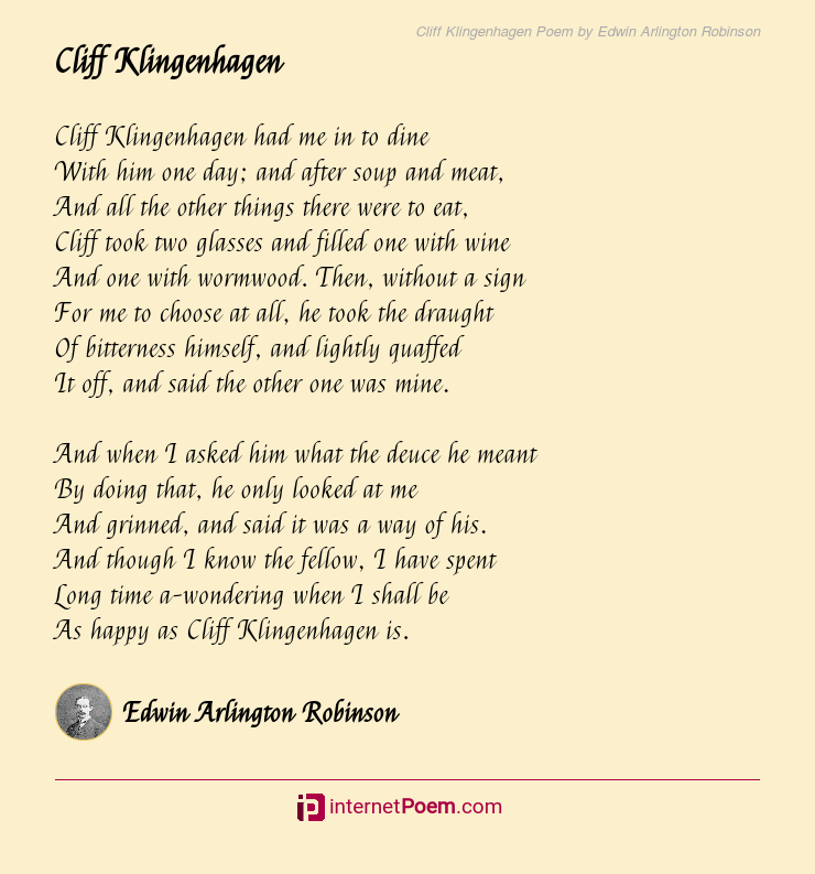 Cliff Klingenhagen Poem by Edwin Arlington Robinson