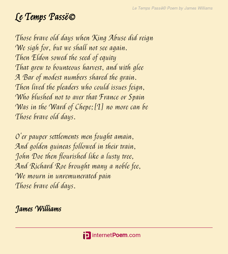 Le Temps Passë© Poem by James Williams