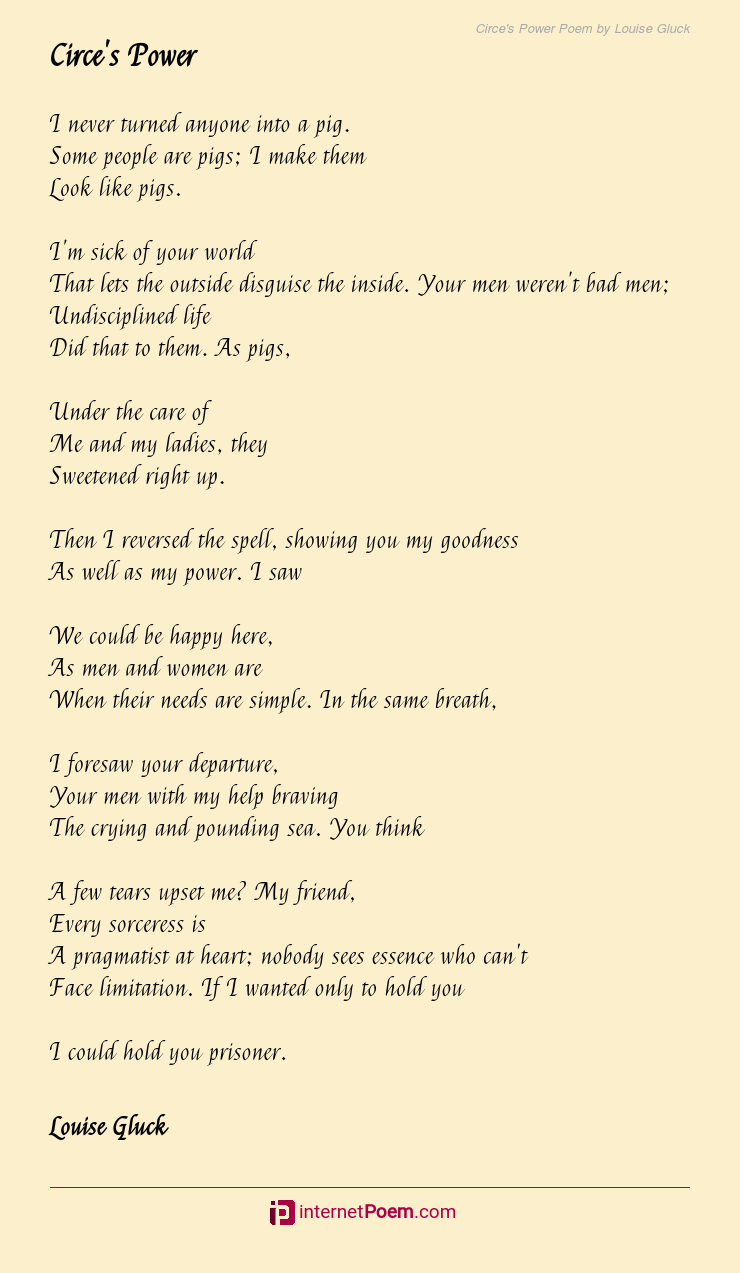 Circe's Power Poem Rhyme Scheme
