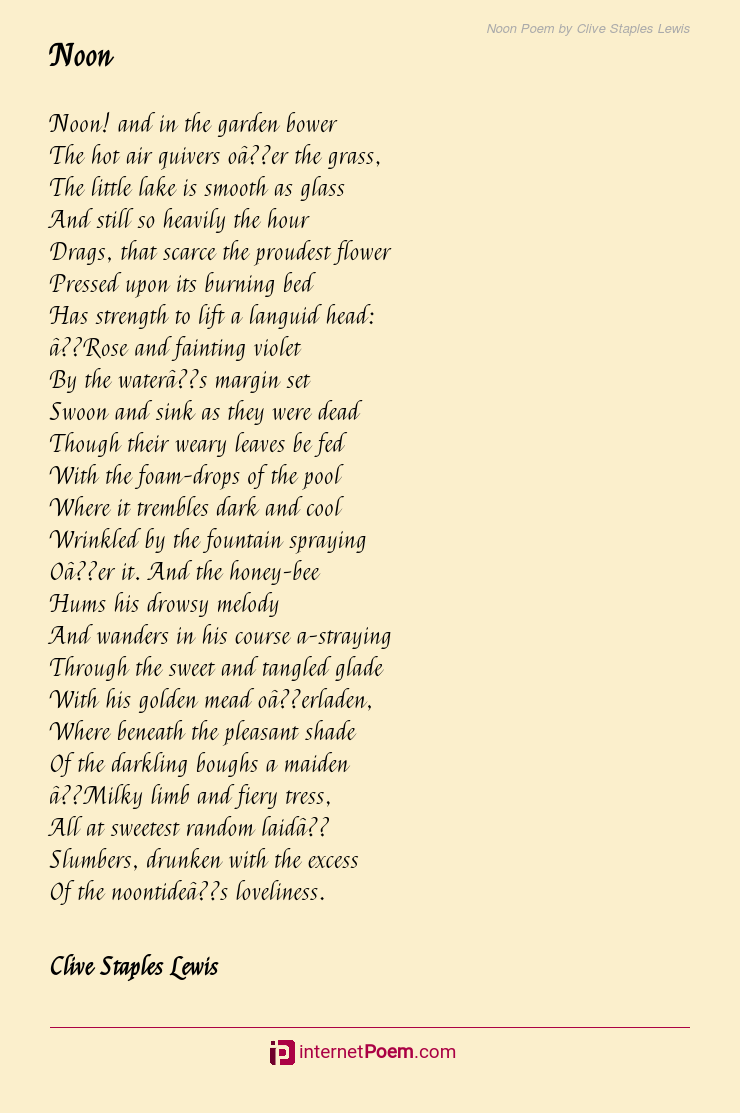Noon Poem by Clive Staples Lewis