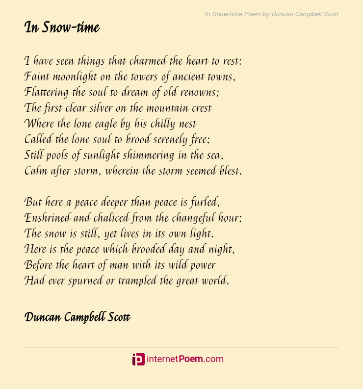 In Snow-time Poem by Duncan Campbell Scott