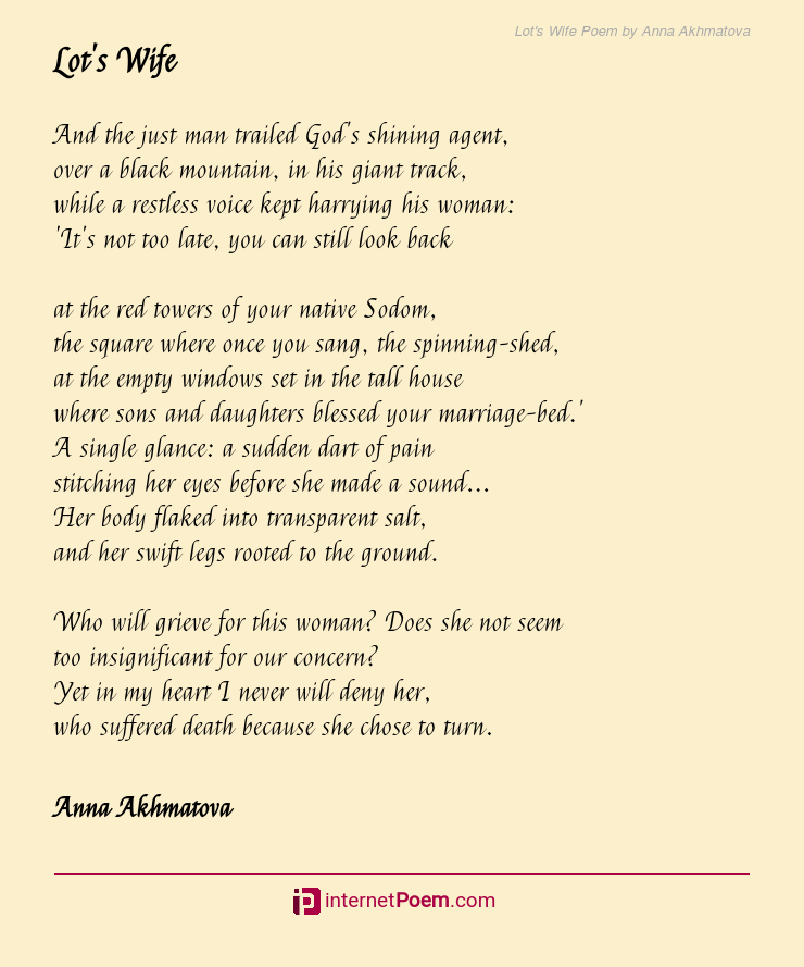 Lot's Wife Poem by Anna Akhmatova