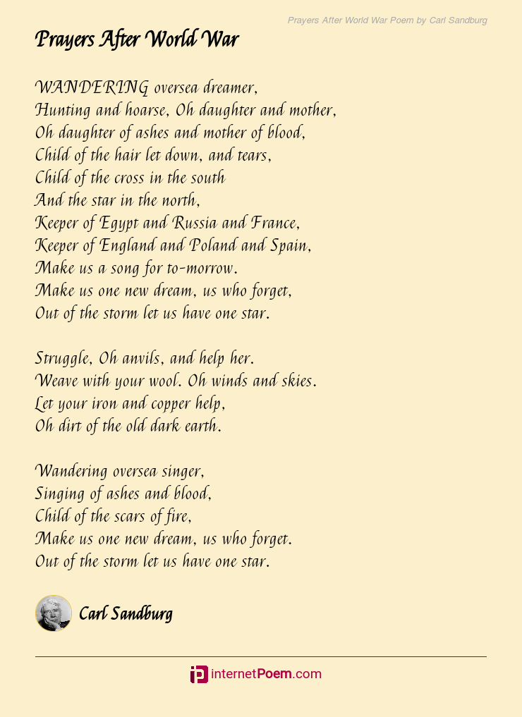 Prayers After World War Poem by Carl Sandburg