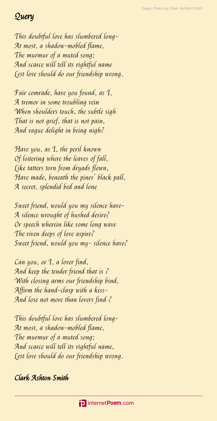 Query Poem by Clark Ashton Smith