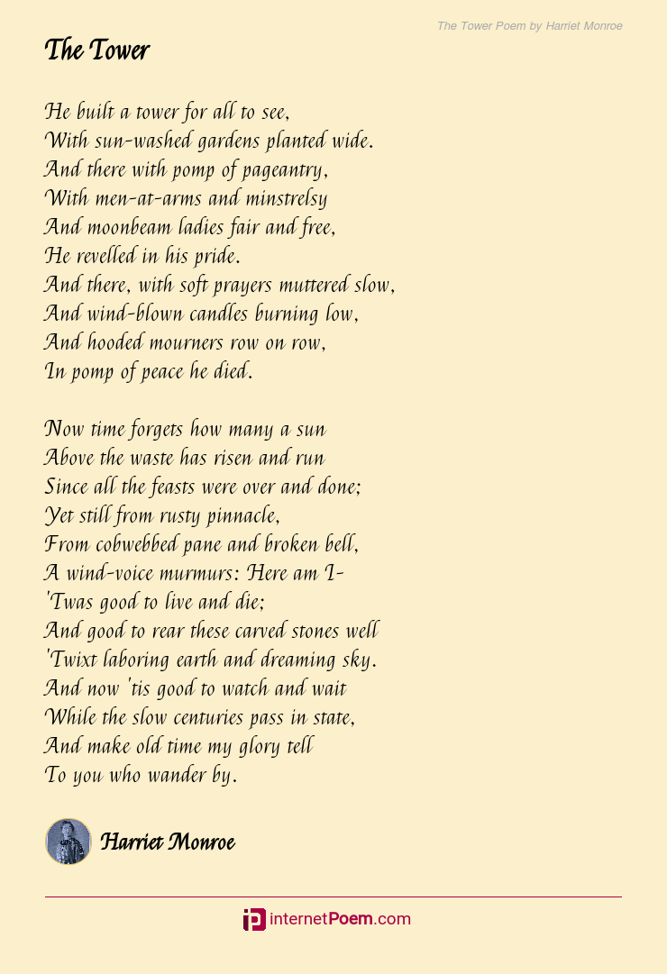 The Tower Poem by Harriet Monroe