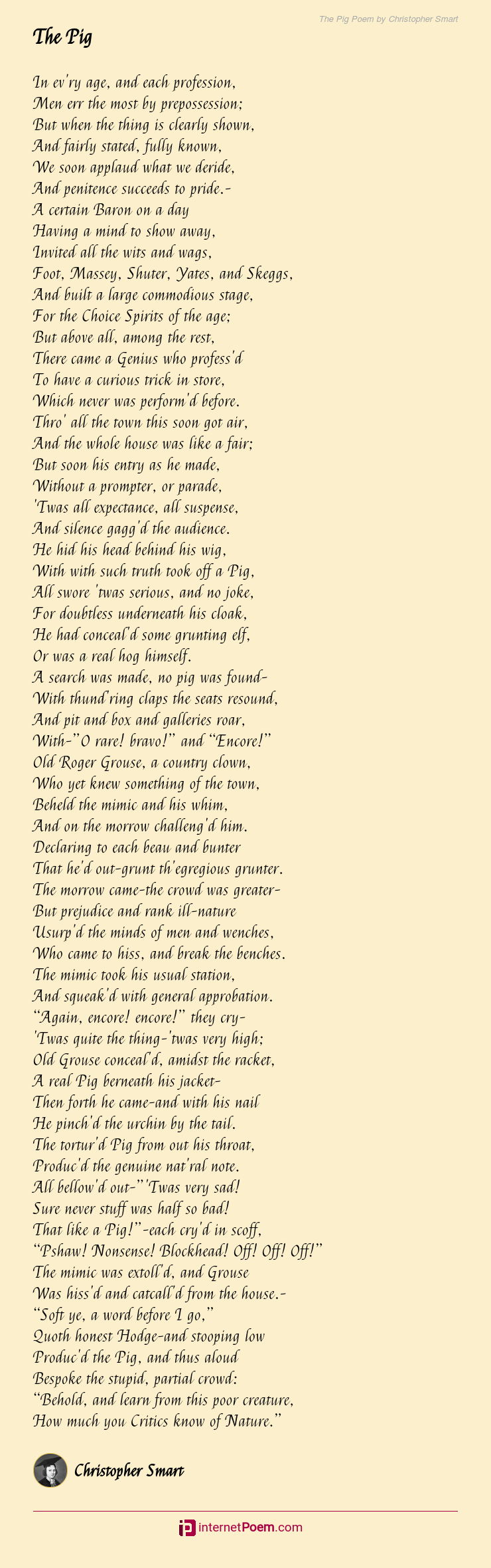 The Pig Poem by Christopher Smart