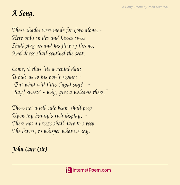 A Song. Poem by John Carr (sir)