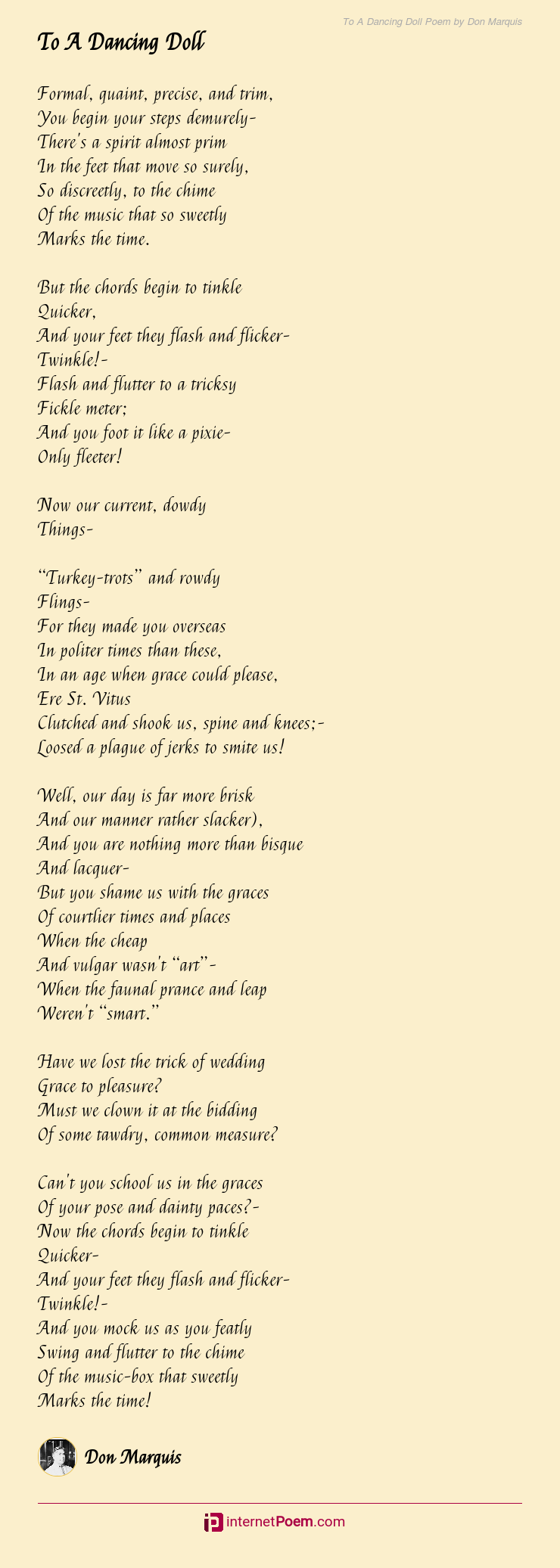 To A Dancing Doll Poem by Don Marquis