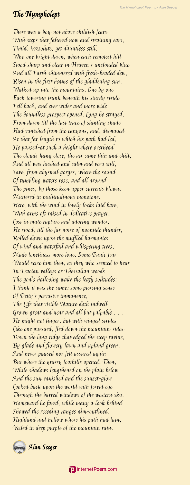 The Nympholept Poem by Alan Seeger