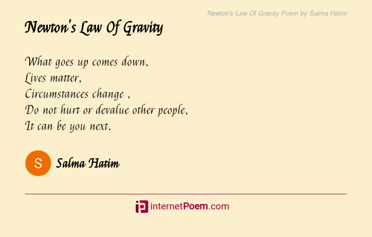 Newton's Law Of Gravity Poem by Salma Hatim