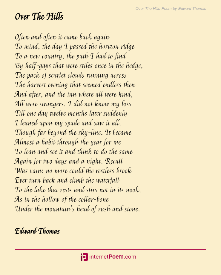 Over The Hills Poem by Edward Thomas