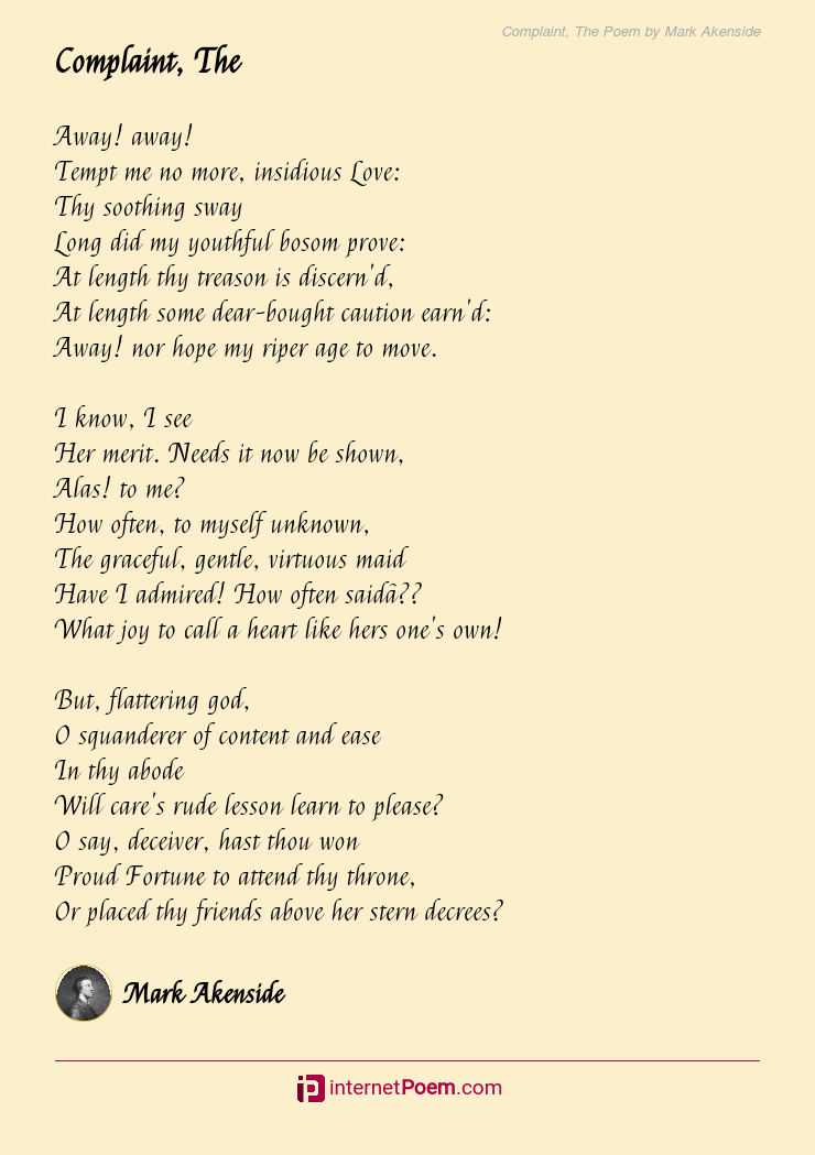 Complaint, The Poem by Mark Akenside