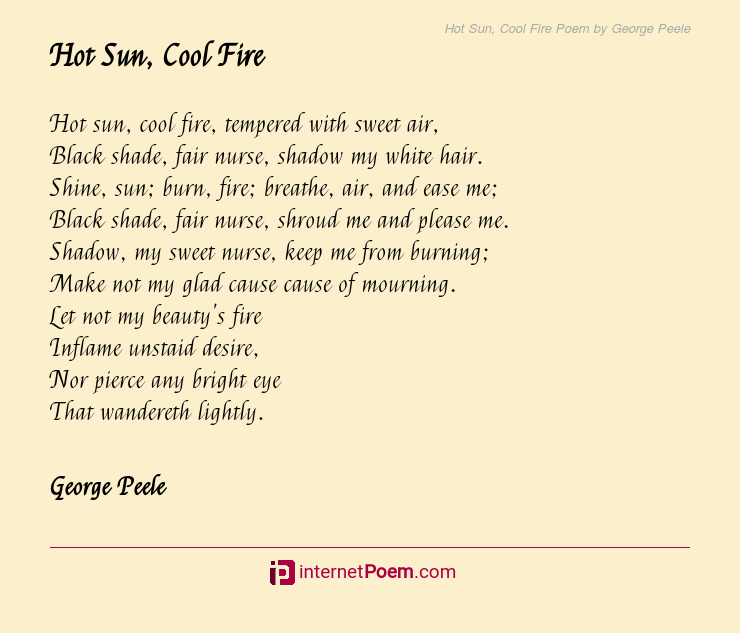 Hot Sun, Cool Fire Poem by George Peele