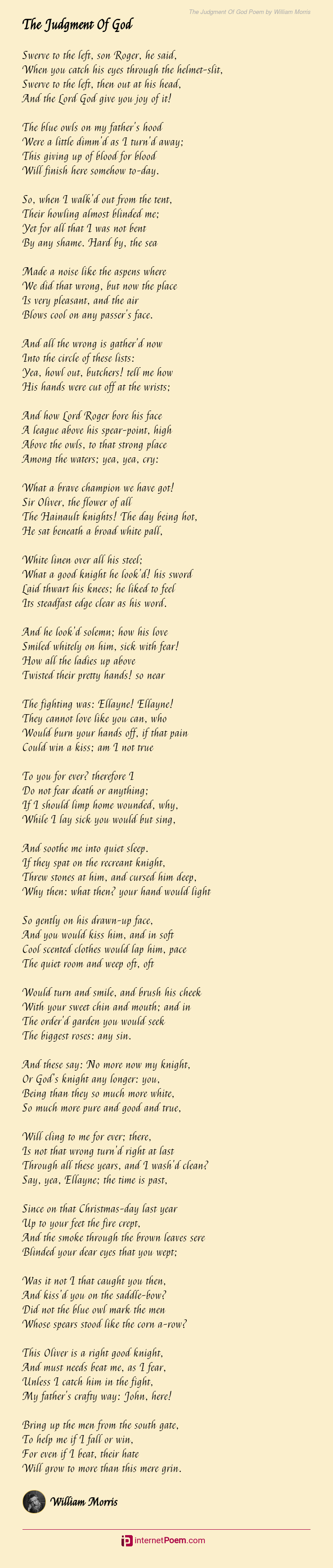 The Judgment Of God Poem by William Morris