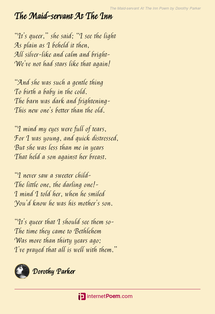 The Maid-servant At The Inn Poem by Dorothy Parker