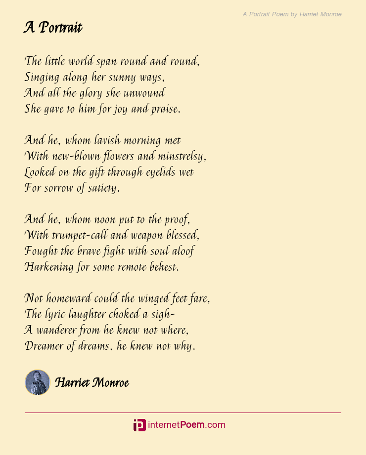 A Portrait Poem by Harriet Monroe