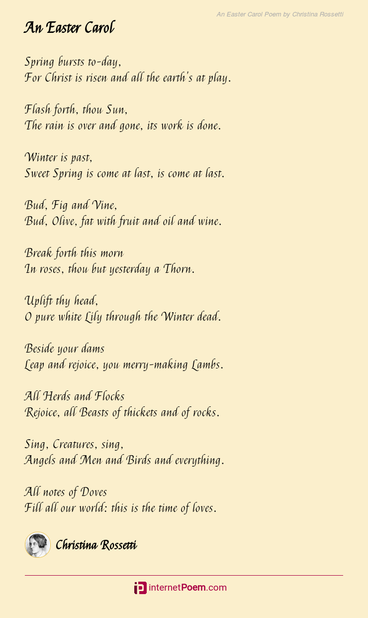 An Easter Carol Poem by Christina Rossetti