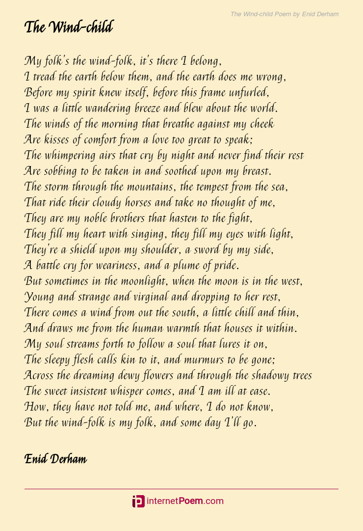 The Wind-child Poem by Enid Derham
