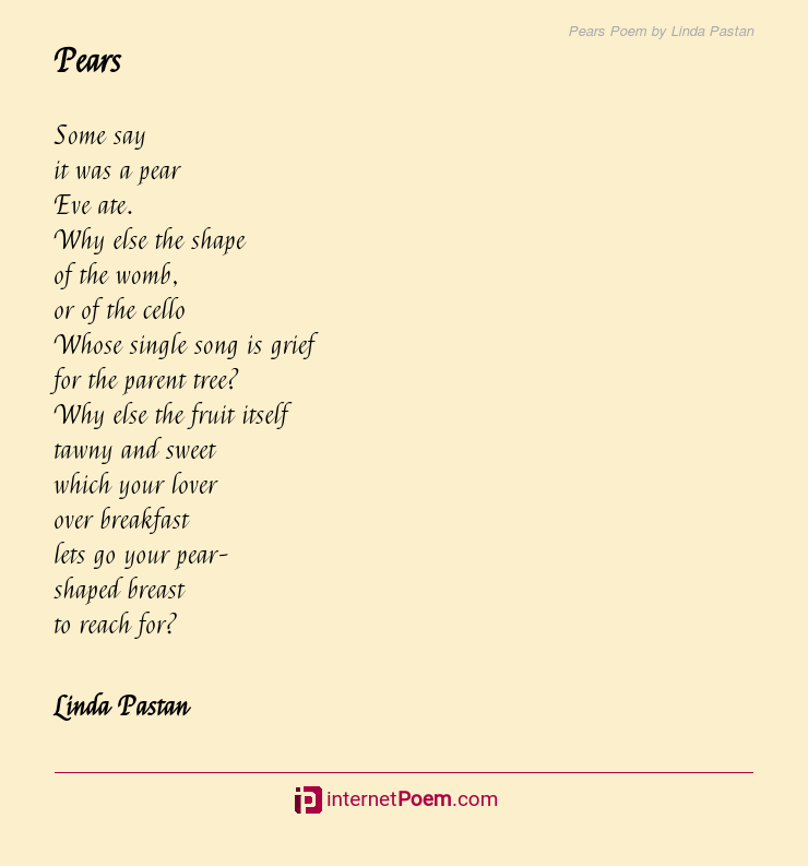Pears Poem by Linda Pastan
