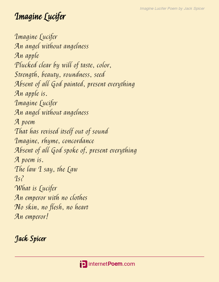 Imagine Lucifer Poem by Jack Spicer