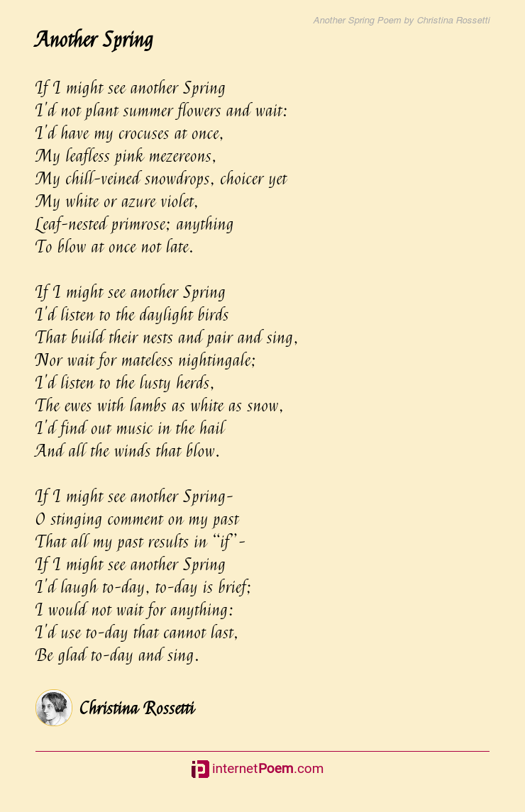 Another Spring Poem by Christina Rossetti