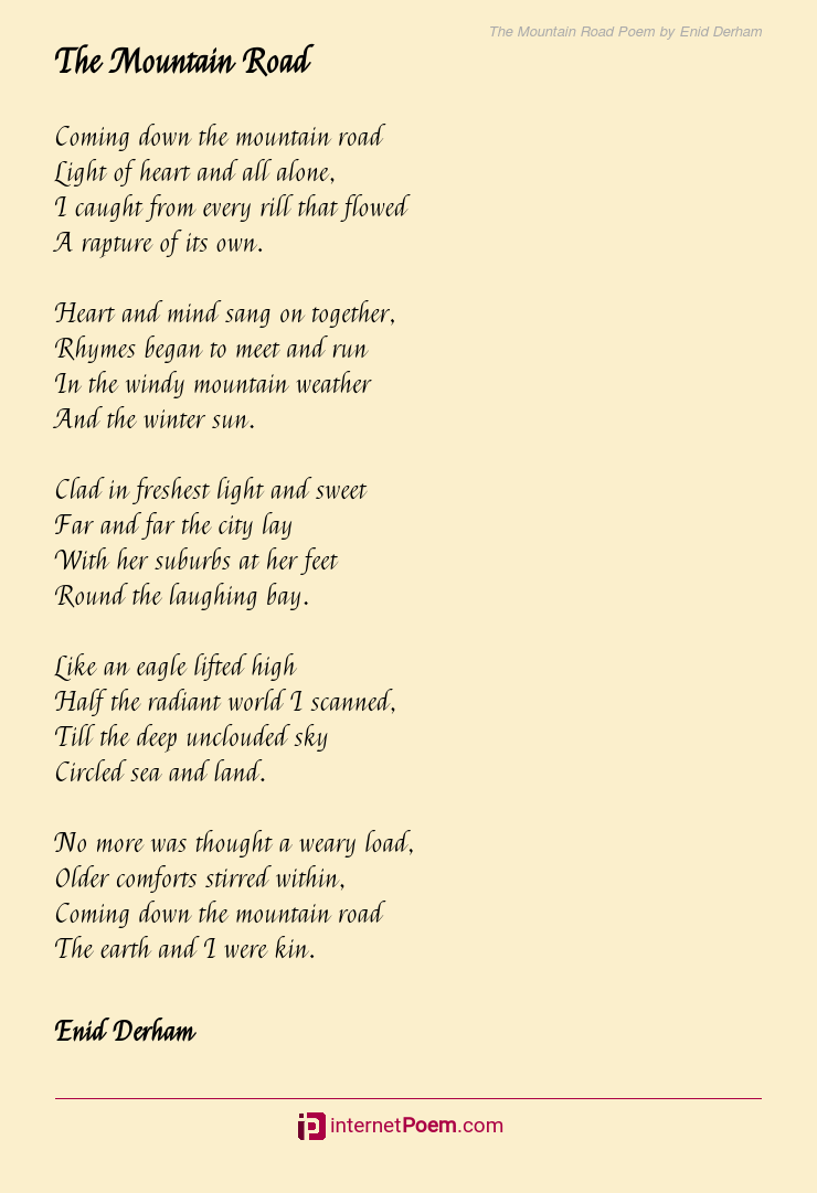 The Mountain Road Poem by Enid Derham