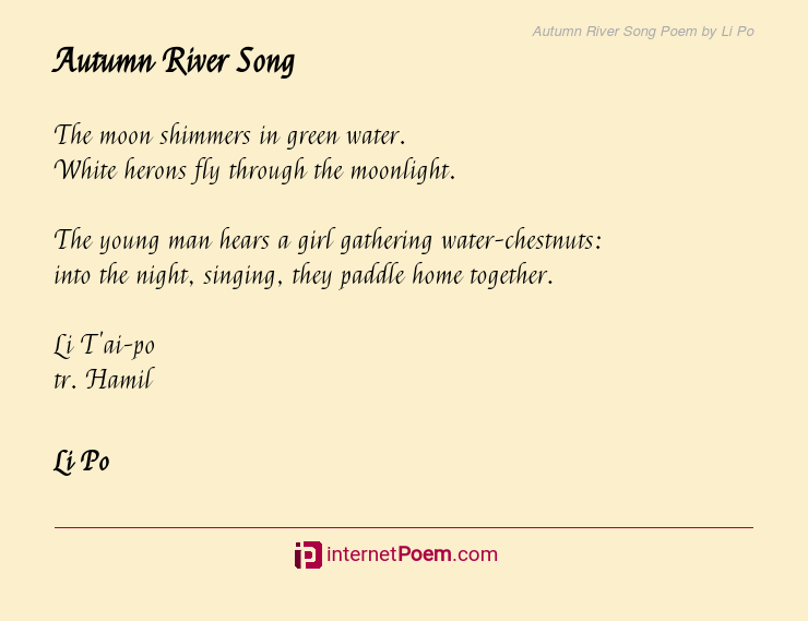 Autumn River Song Poem by Li Po