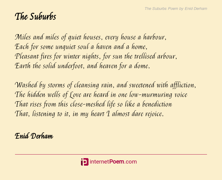 The Suburbs Poem by Enid Derham
