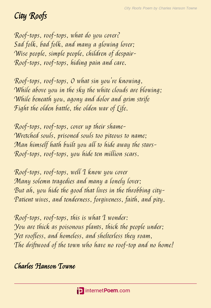 City Roofs Poem by Charles Hanson Towne