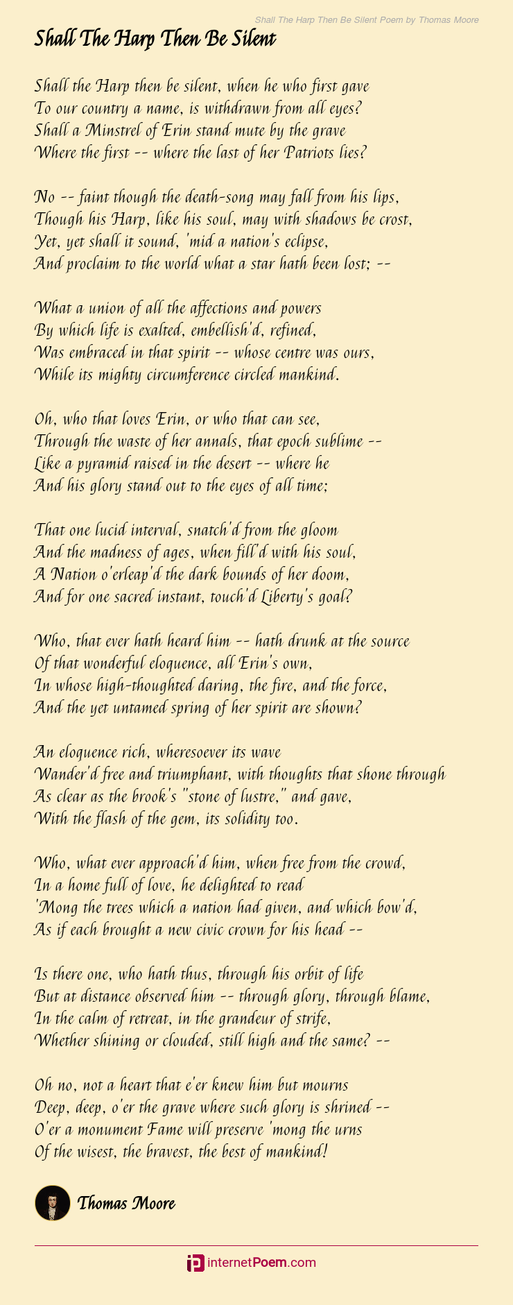 Shall The Harp Then Be Silent Poem Rhyme Scheme