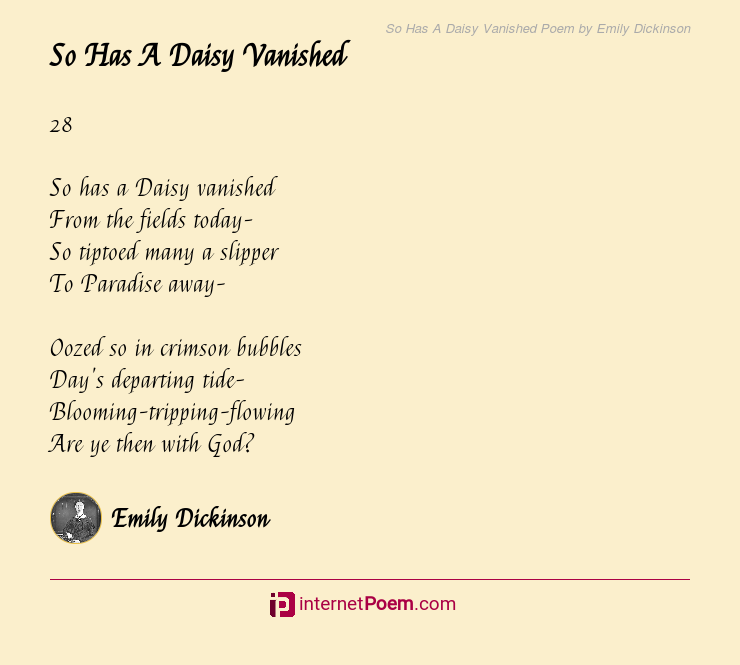 So Has A Daisy Vanished Poem by Emily Dickinson