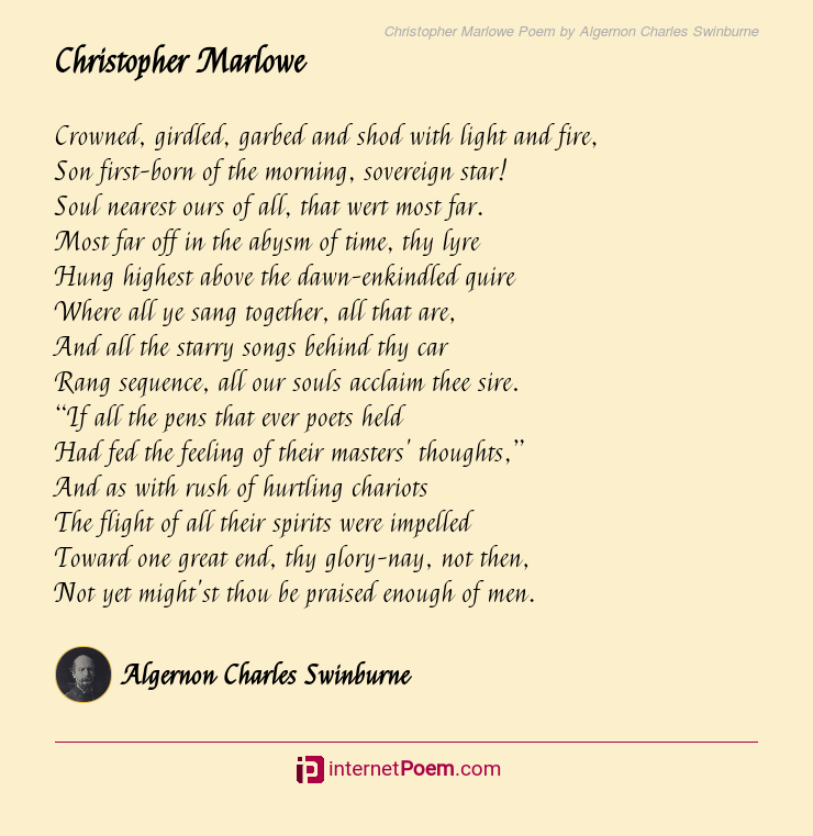 Christopher Marlowe Poem by Algernon Charles Swinburne
