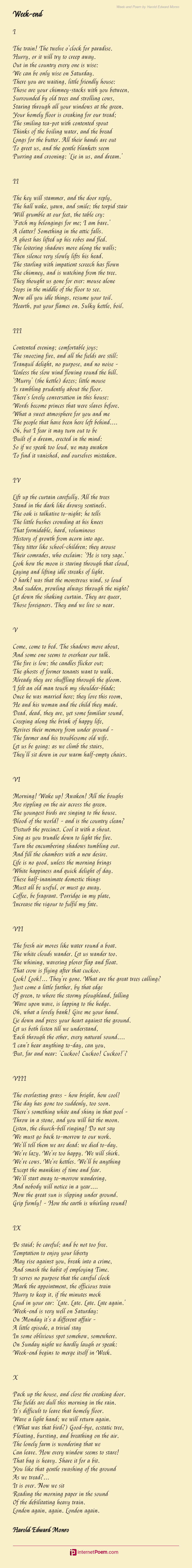 Week-end Poem by Harold Edward Monro