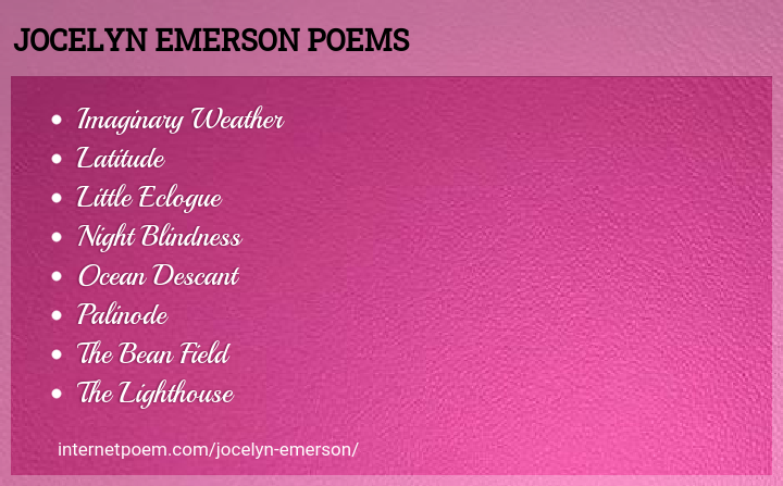 Jocelyn Emerson Poems