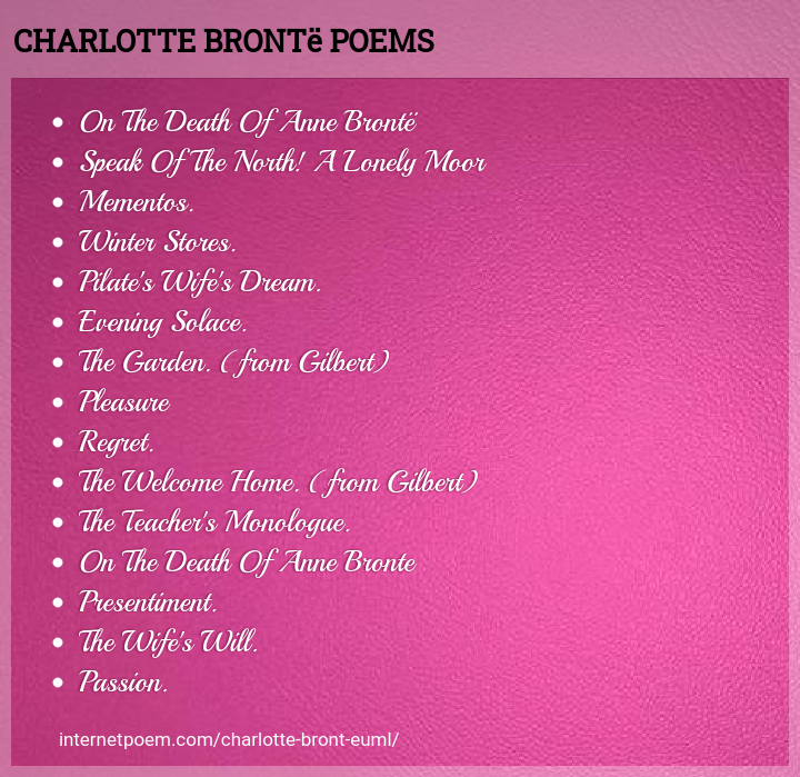 Charlotte Bronte Poems