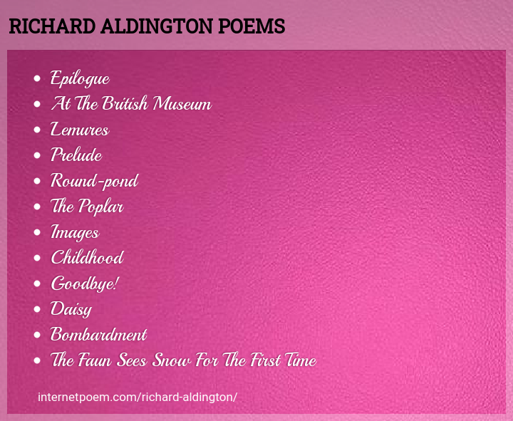 Richard Aldington Goodbye Poems