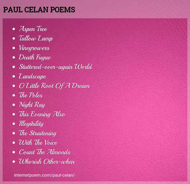 Paul Celan Golden Poems