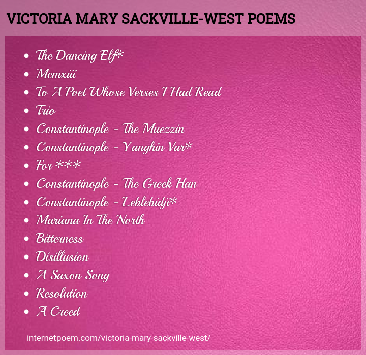 Victoria Mary Sackville-west Poems