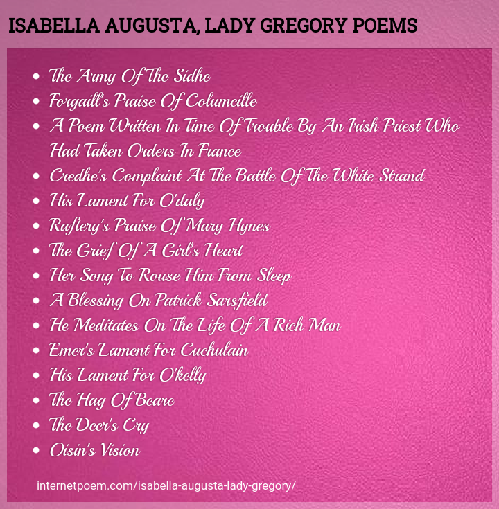Isabella Augusta, Lady Gregory Body Poems