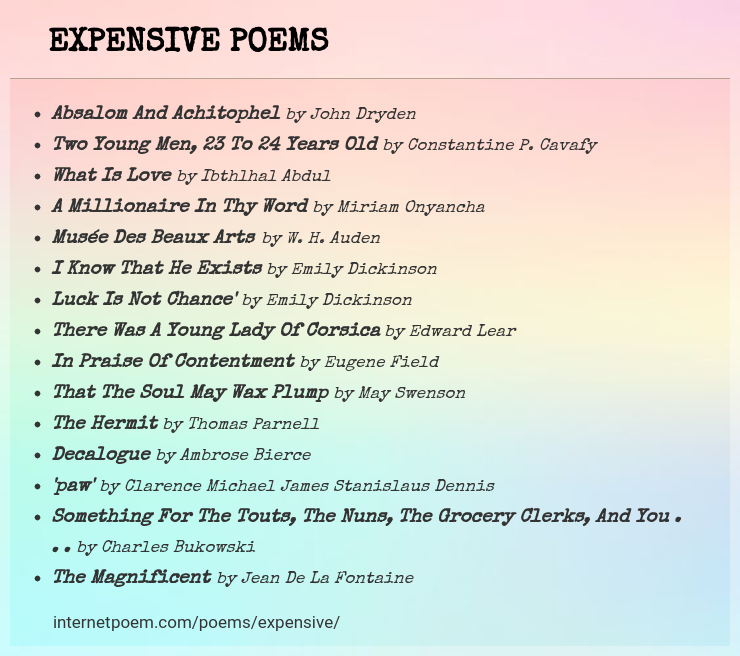 Expensive Poems
